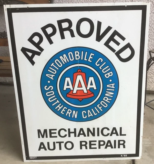 VTG AAA 1993 Approved Mechanical Auto Repair Double Sided Metal ...