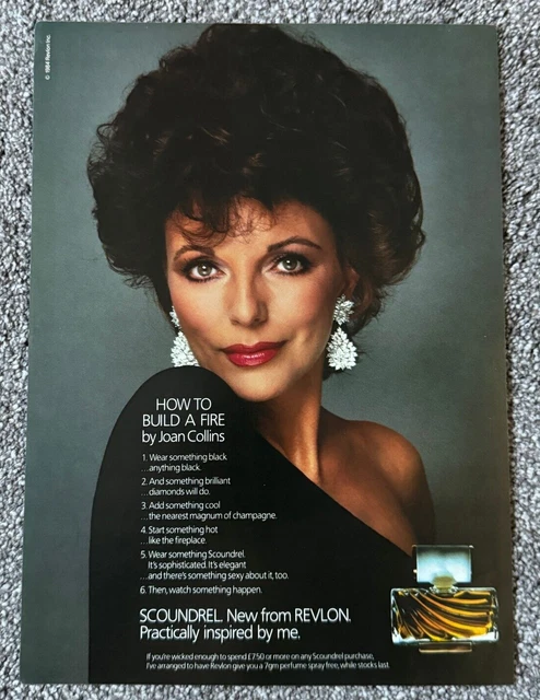 RARE VINTAGE 1984 Magazine Advert Picture Joan Collins Scoundrel Revlon ...