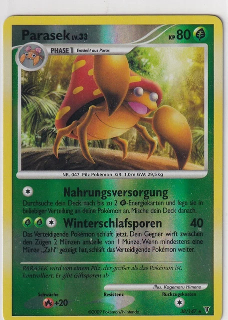 POKEMON CARTE ULTIME Sieger Numéro 38/147 Parasek Reverse Holo Allemand ...