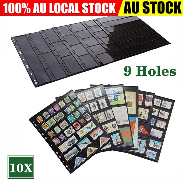 10 SHEETS STAMP Album Stock Black Collection Holder Double Sided 9 ...