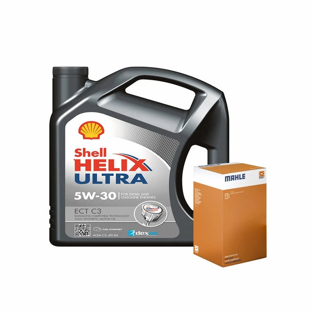 SHELL HELIX ULTRA ECT C3 5W30 Engine Oil 5L Mahle Knecht Oil Filter ...