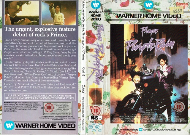 PURPLE RAIN (1) / Original Uk Pre-Cert Video Sleeve / Warner Video ...
