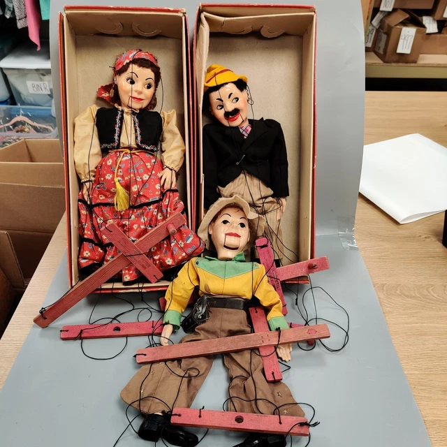 3 HAZELLE'S TALKING Marionettes Puppets Rosita Gypsy Tony Vendor ...