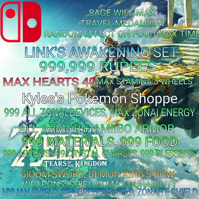 THE LEGEND OF Zelda: Tears of The Kingdom SAVE DATA MAX 🌟Nintendo ...