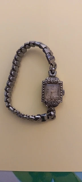 VINTAGE AVIA LADIES Marcasite Watch 15 Jewels Art Deco Style Elegant ...