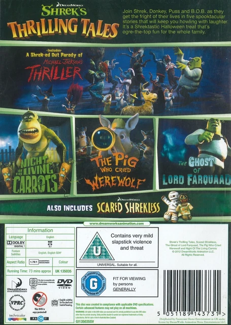 SHREK'S THRILLING TALES (2012) DVD, Mike Myers, Eddie Murphy, Cameron ...