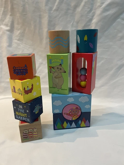 IN THE NIGHT Garden Wooden Sensory Blocks Shapes Mirror Rattle X11 ...