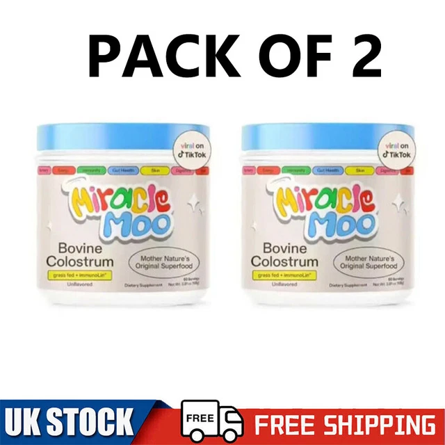 （PACK OF 2）MIRACLE Moo Bovine Colostrum Powder (60 Servings) £18.99 ...