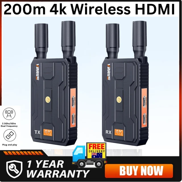 200M 4K DUAL HDMI Wireless Video Transmitter Receiver Extender 4 TV ...