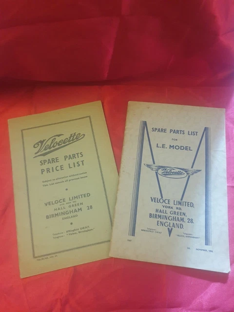 VELOCETTE LE MK1 (150cc) ORIGINAL 1952 ILLUSTRATED SPARE PARTS BOOK ...