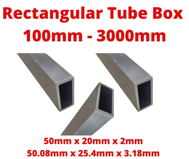 ALUMINIUM RECTANGULAR BOX SECTION 50mm , Custom Lenght 100mm to 3000mm ...