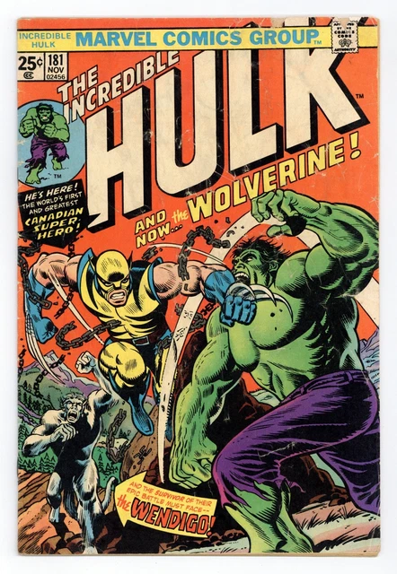 INCREDIBLE HULK #181 GD+2.5 RESTAURATO 1974 1a app. Wolverine EUR 2.651 ...