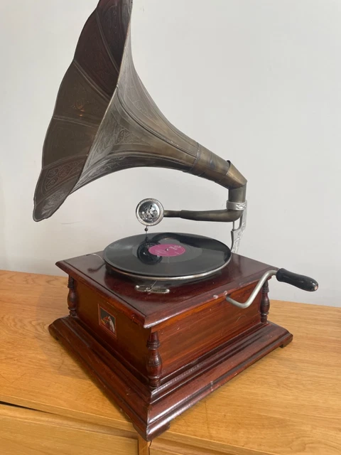 REPLICA GRAMOPHONE PLAYER 78 rpm Square phonograph HMV £51.15 - PicClick UK