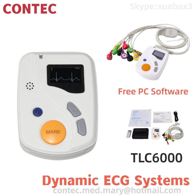 TLC6000 DYNAMIC 12 Lead ECG Holter CONTEC Monitor Alalyzer Software CE ...