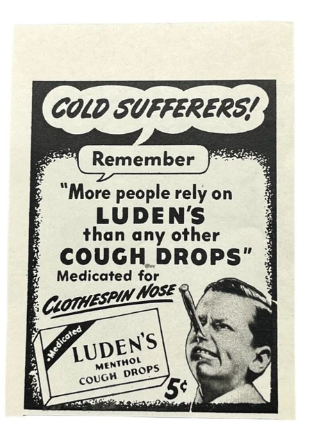 VINTAGE 1948 LUDENS Cough Drops Print Ad Menthol Medicated Cold ...
