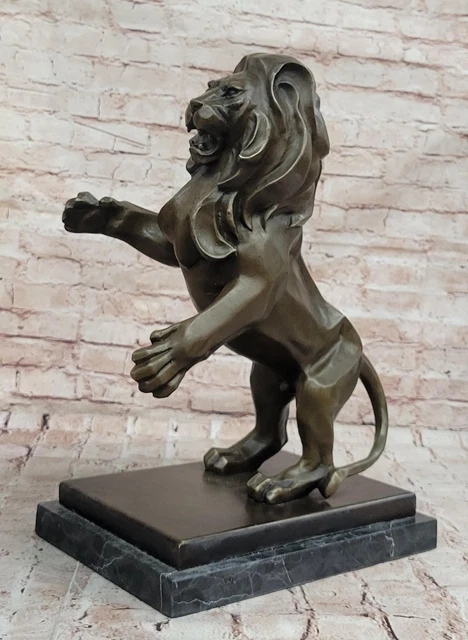 BRONZE SCULPTURE FEROCIOUS Wild Lion By Moore Figurine Figure Decor ...