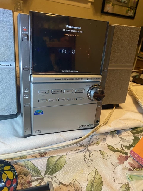 PANASONIC SA-PM16 MINI HiFi AM/FM Stereo 5 CD Tape w/ Speakers, remote ...