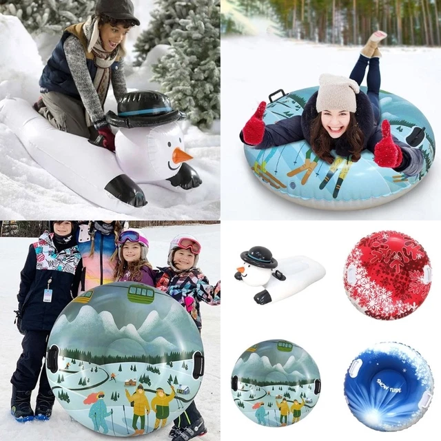 INFLATABLE SNOW TUBE Sled with Handles PVC Sledding Tube Thicken Skiing ...