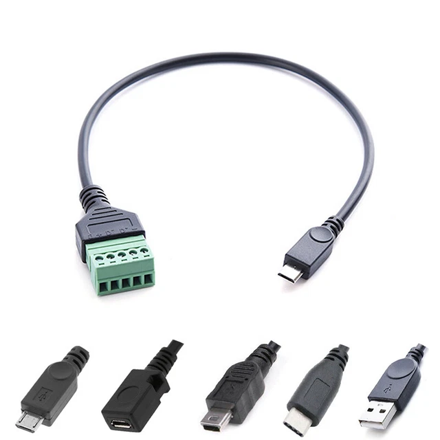 USB MALE/FEMALE TO 5 Pin Screw Connector Terminal Plug Adapter Cable M ...
