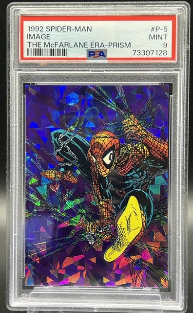 1992 COMIC IMAGES Spider Man Todd Mcfarlane Era INSERT Prism IMAGE #P-5 ...