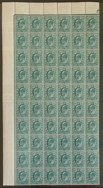 GB KEVII 1/2D Quarter SHEET x60 BLOCK Margins MINT MNH 1/4 EDWARD VII ...
