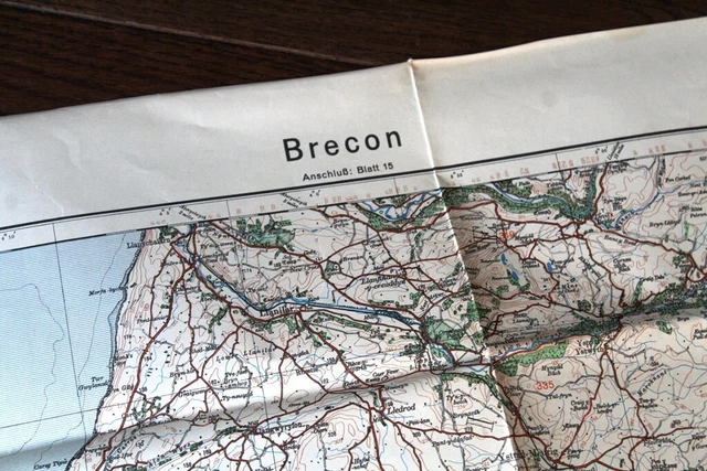 WW2 ORIGINAL GERMAN Operation Sea Lion Map Brecon Area, SUPER !! for ...