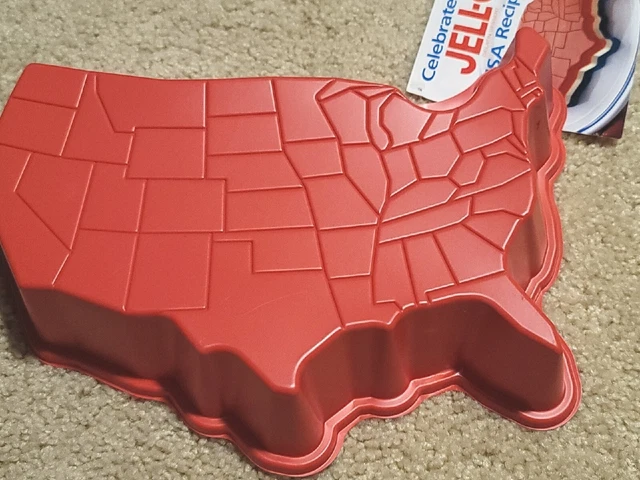 VINTAGE NEW USA Map Jell-O Jiggler Jello Mold Red United States W ...