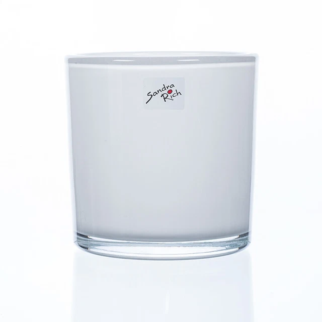 SANDRA RICH, GLASÜBERTOPF WEISS. RUND. Orchideenglas, cylindrical heavy ...