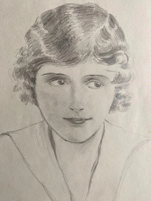 BLEISTIFTSKIZZE JUNGES MÄDCHEN FRAU von E THORPE LOWTHER COLLEGE 1921 ...