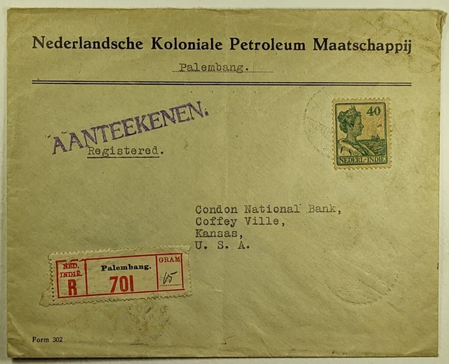 1926 NETHERLANDS INDIES Colonial Petroleum Co. Registered Cover ...