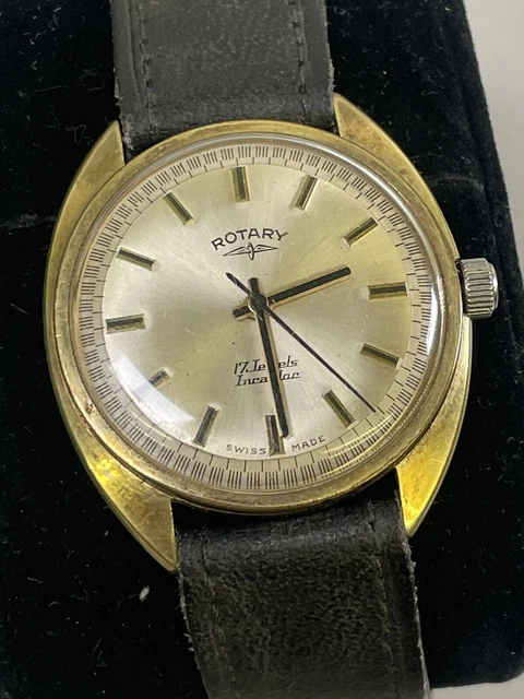 VINTAGE SWISS MADE Rotary 17 Jewels Incabloc Mechanical Gents Watch £13 ...