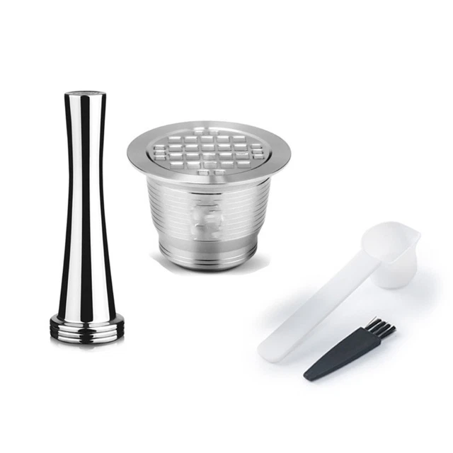 REFILLABLE COFFEE FILTER Cup Pods Stainless Steel Tamper Espresso ...