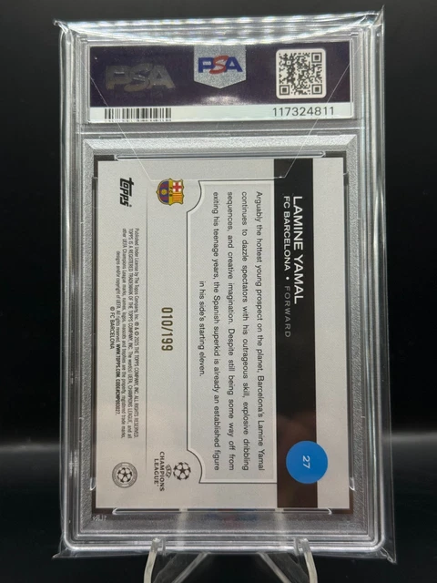 2024-25 TOPPS UEFA UCC - Lamine Yamal Neon Green 10/199 PSA 10 Number ...