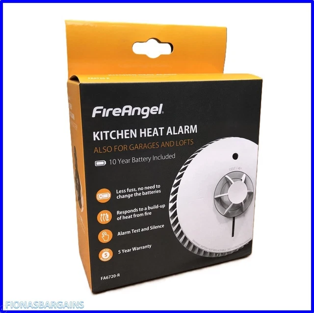 FIREANGEL KITCHEN GARAGE Loft Attic Heat Alarm Loud 85dB 10 Year Sealed ...
