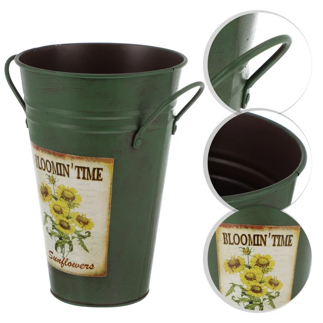 IRON TIN FLOWER Bucket Rustic Jug Vase Galvanised Florist Buckets £13. ...