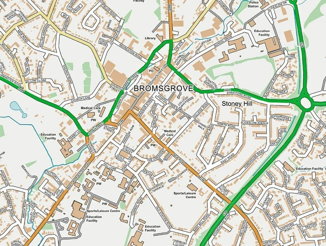 WALL MAP OF BROMSGROVE-STREET MAP Wall Map Series. BROMSGROVE ...