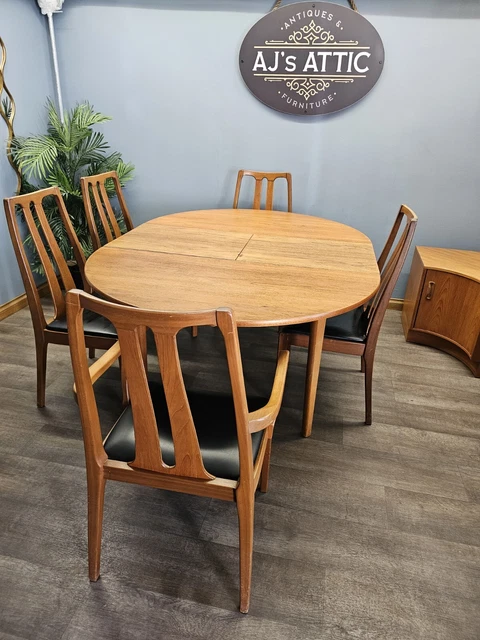 VINTAGE MID CENTURY Nathan Teak Extending dining Table + 5 chairs (Inc ...