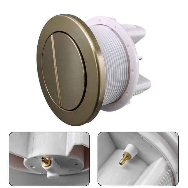 BRUSHED BRASS GOLD Twin Hose Toilet Push Button Dual Flush Air Type ...