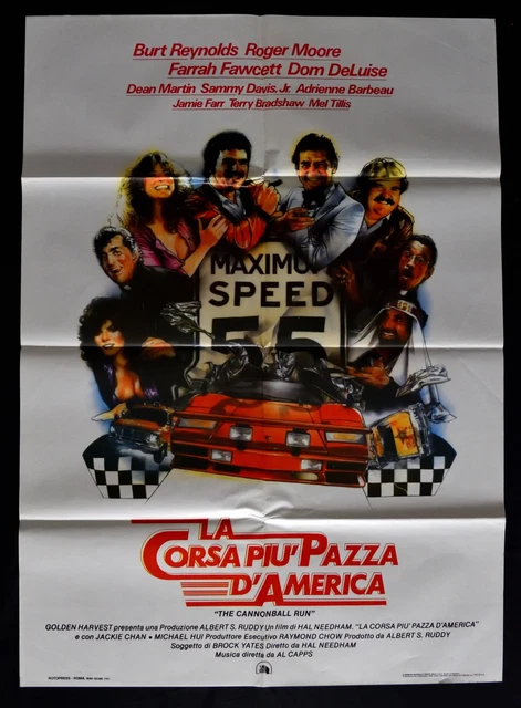 MANIFESTO LA CORSA PIU' PAZZA D'AMERICA reynods roger moore fawcett ...