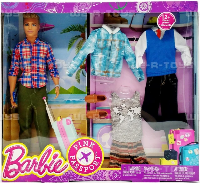 BARBIE PINK PASSPORT Ken Fashion Doll Gift Set 2015 Mattel DMR49 £94.94 ...