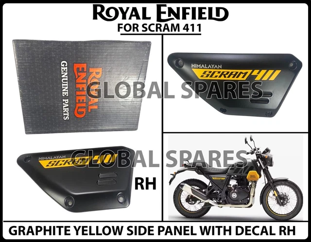 ROYAL ENFIELD &GRAPHITE YELLOW SIDE PANEL WITH DECAL RH" For Scram 411 £38.39 - PicClick UK