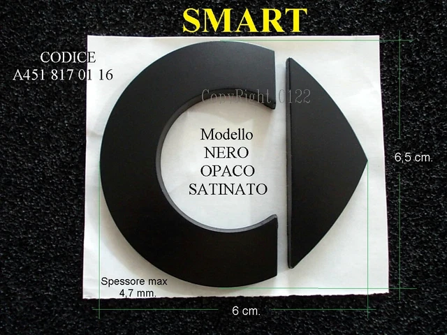 SMART BLACK NERO FORTWO FORFOUR Stemma ANTERIORE FRONT Badge Emblema ...