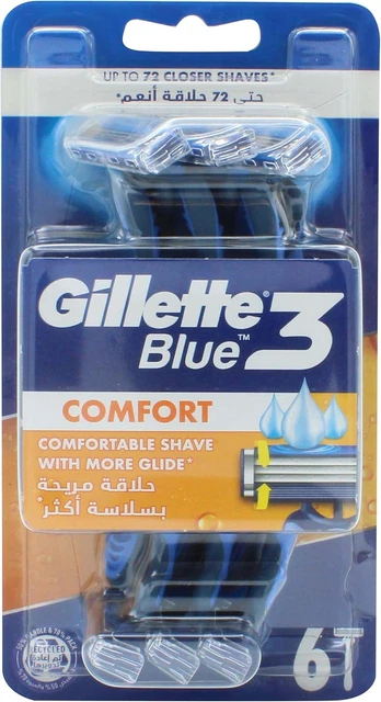 GILLETTE BLUE III Disposable Razors, 6 Count £10.27 - PicClick UK