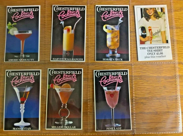 CIGARETTE CARDS INSERTS: Chesterfield Cocktails set of 6 plus Tee Shirt ...