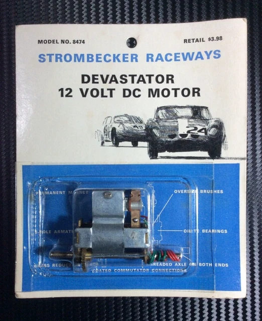 VINTAGE STROMBECKER RACEWAYS #8474 Desvastator 12V DC Dragster Slot Car Motor #5 EUR 44,90 ...
