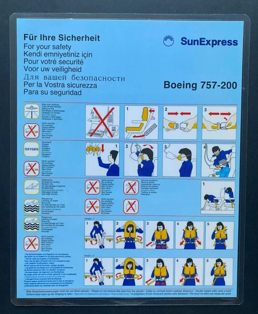 SUN EXPRESS BOEING 757-200 Safety Card $10.50 - PicClick