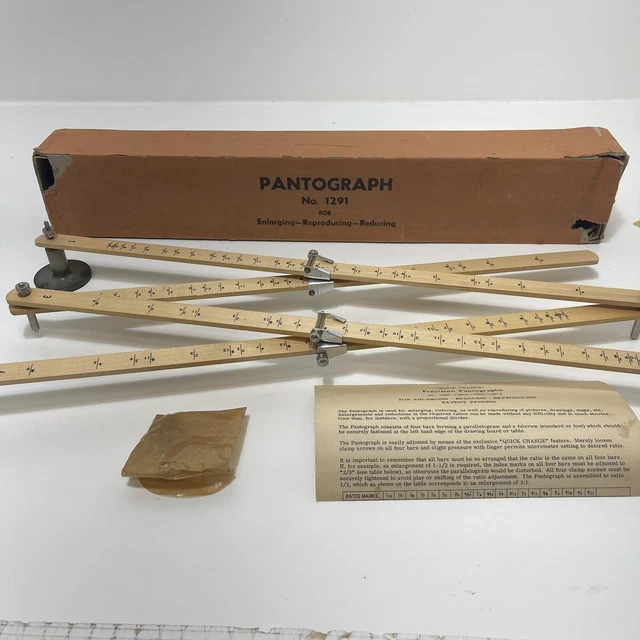 VINTAGE PRECISION PANTOGRAPH John Henschel CO. No. 1291 Original Box ...