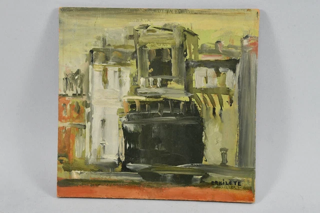 N08X66- GEMÄLDE ABSTRAKTE Architektur in Grün, signiert Erkilete EUR 14,99 - PicClick DE