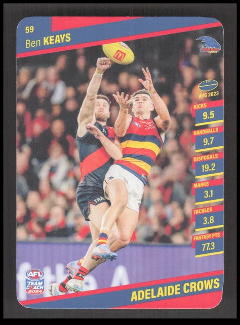AFL 2024 TEAMCOACH Adelaide Crows Ben Keays 59 Card CB-1-9-A-19 $2.22 ...