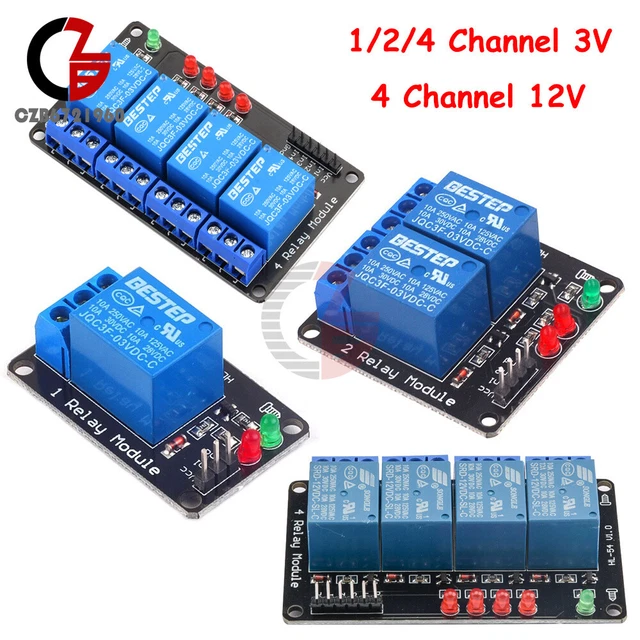4 CHANNEL 3V/12V Relay Module Board for Arduino Raspberry PIC AVR DSP ...